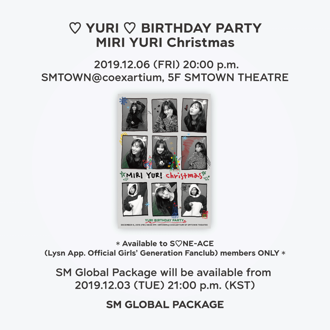 SM GLOBAL PACKAGE on Twitter: "[♥ YURI ♥ BIRTHDAY PARTY - MIRI YURI Christmas] SM Global Package ...