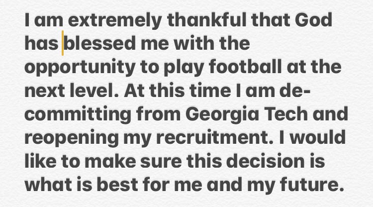 2020 3* S Nick Turner decommits from Georgia Tech : r/CFB