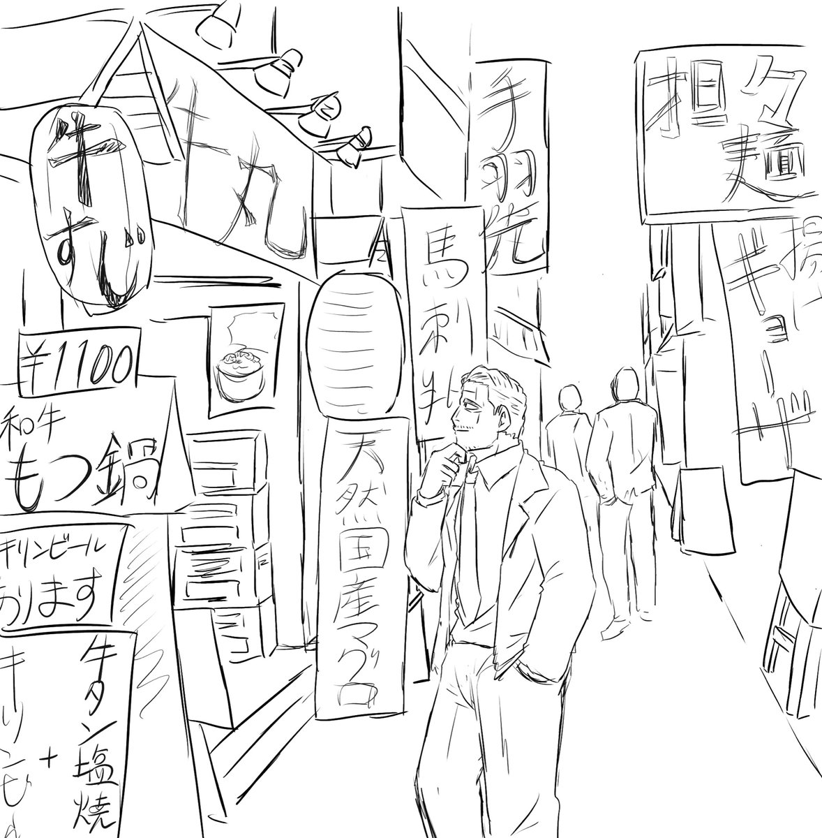 「マシュマロより、孤独のグルメをイメージした菊田さん描かせて頂きました超絶ラクガキですみせん」これきよの漫画
