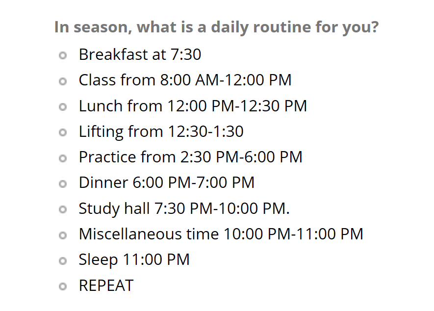 Daily Routine Of A College Student