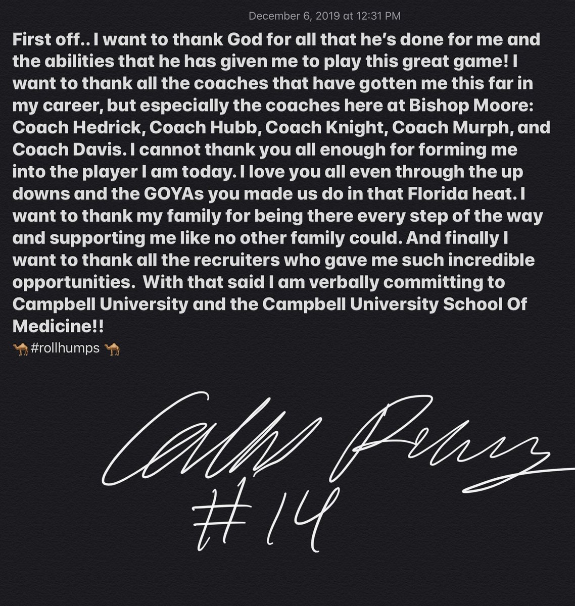 2020 3* TE Caleb Perez commits to Campbell : r/CFB