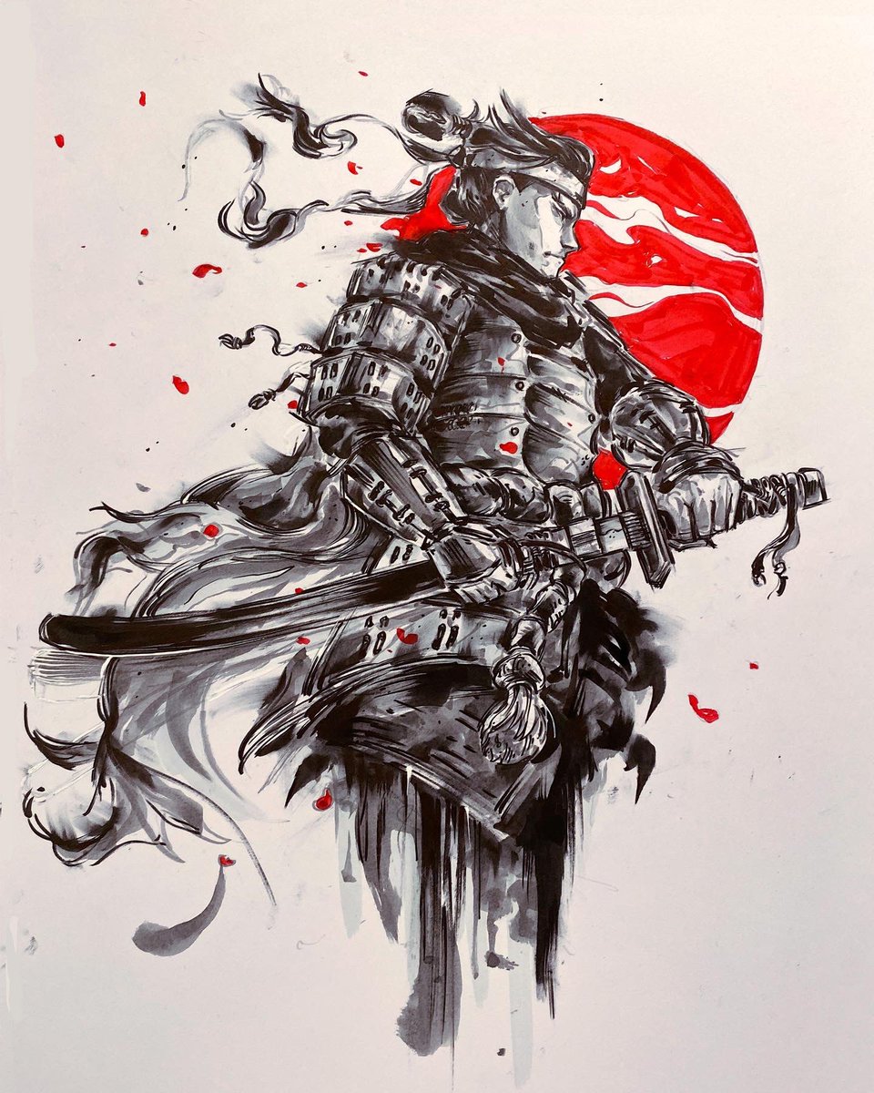 Japanese Samurai Battle Drawing