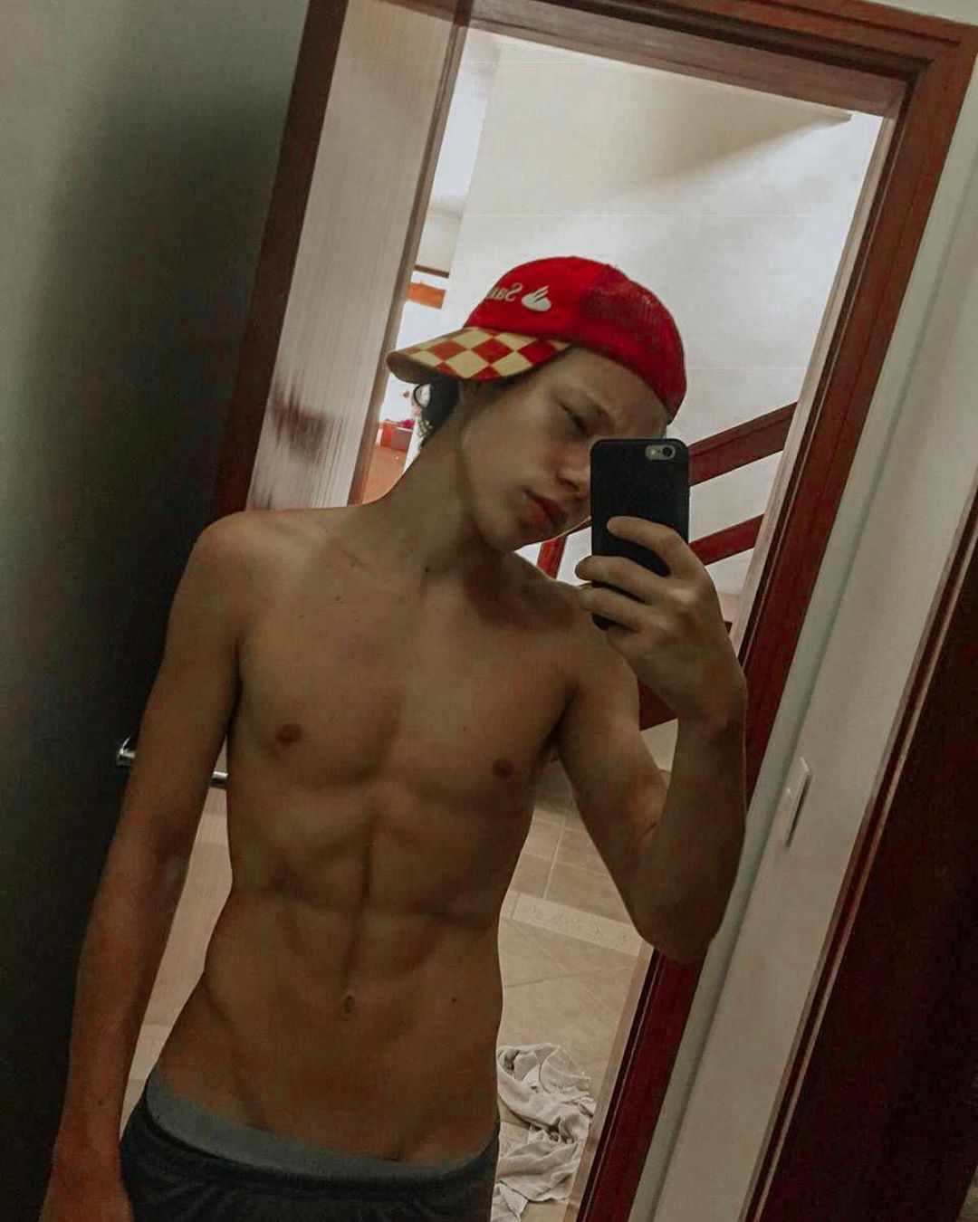 Kid With Abs Selfie