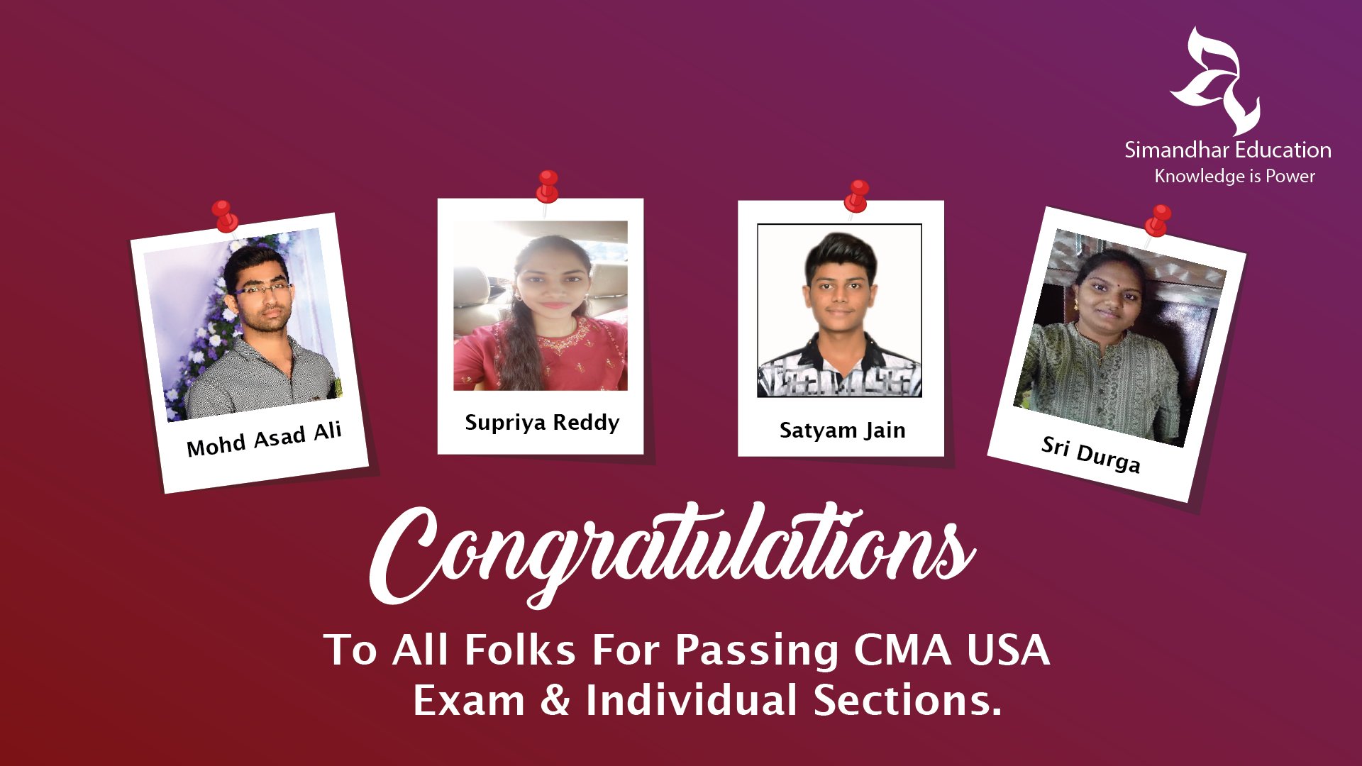 Simandhar Education CPA/ CMA USA Review on Twitter: "#Congratulations To All Folks For Passing # ...