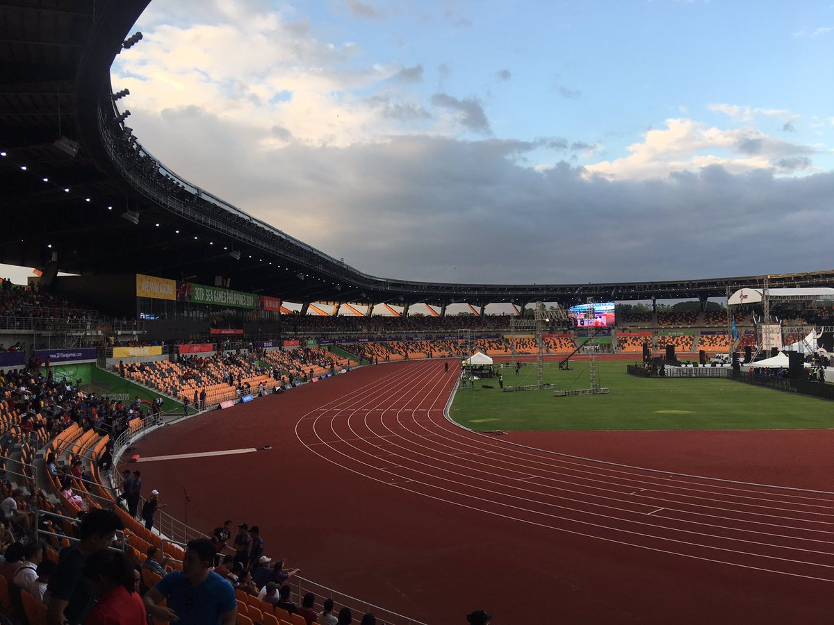 Spectators start to take seats inside the New Clark Athletic Stadium ...