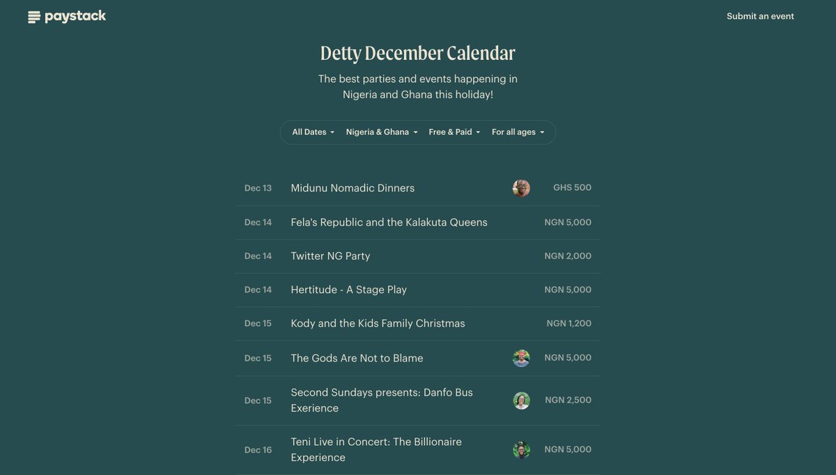 Paystack on Twitter: "We hope you find the Detty December Calendar ...