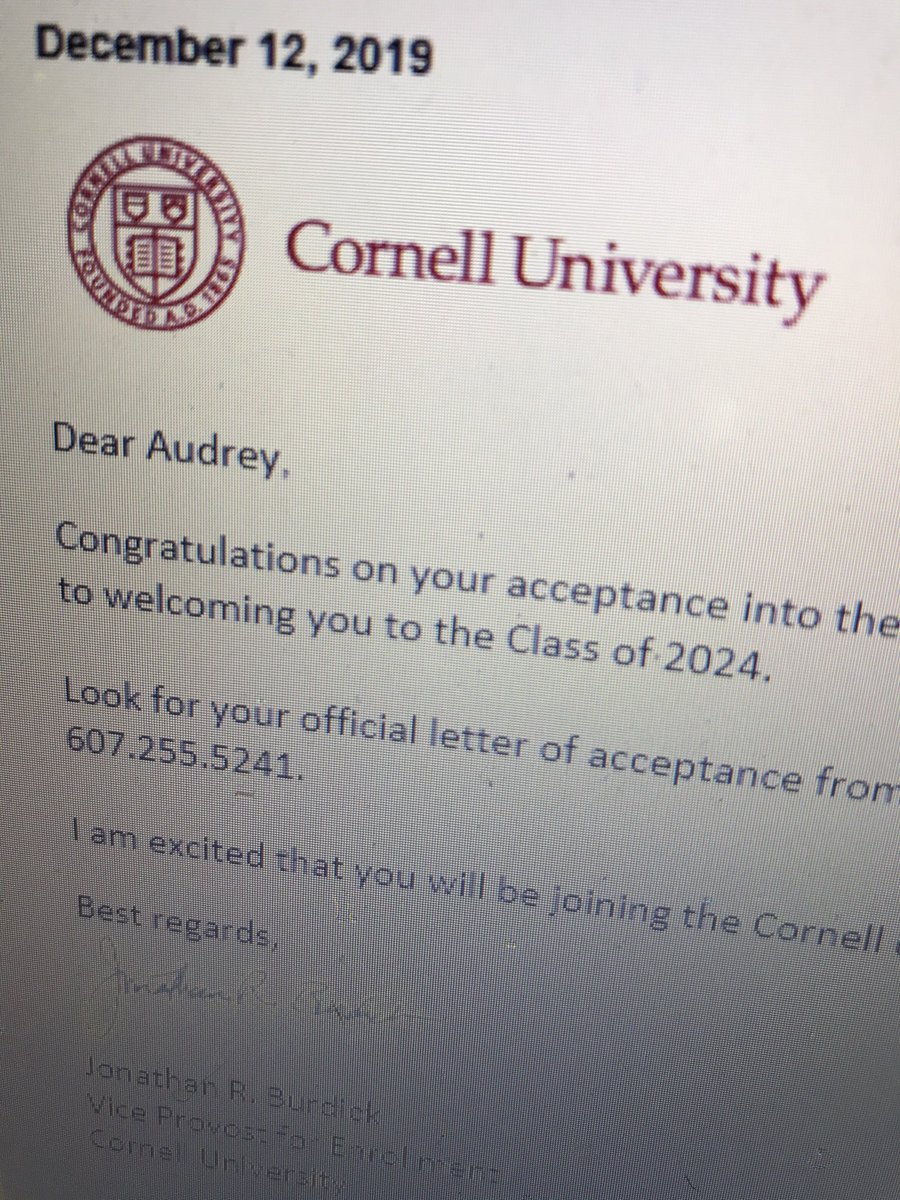 Cornell Acceptance Letter
