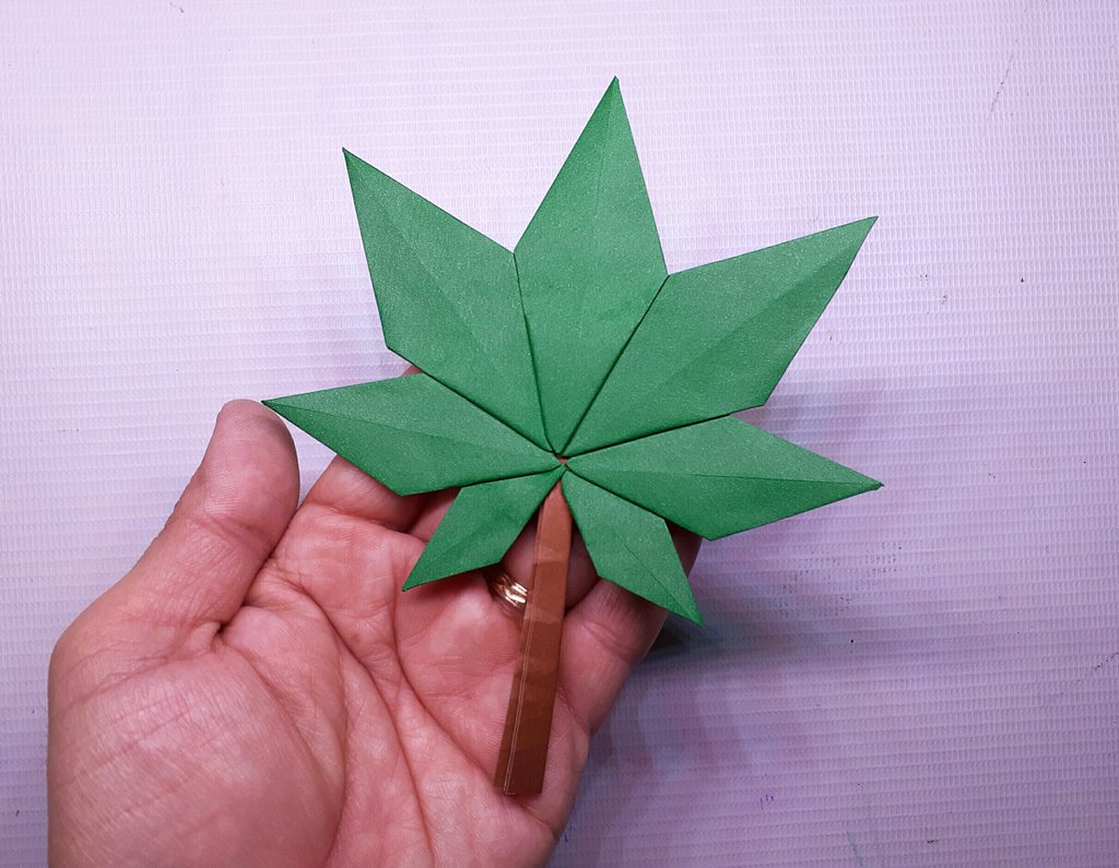 Easy Origami Weed Leaf How To Fold An Origami Pot Plant OrigamiOK