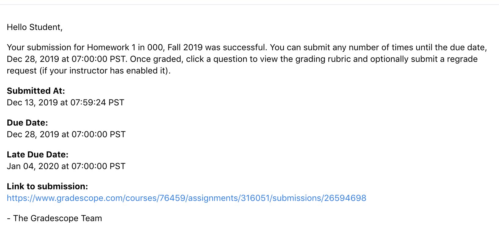 Gradescope on Twitter: "Gradescope feature update: Students now receive automated notification ...