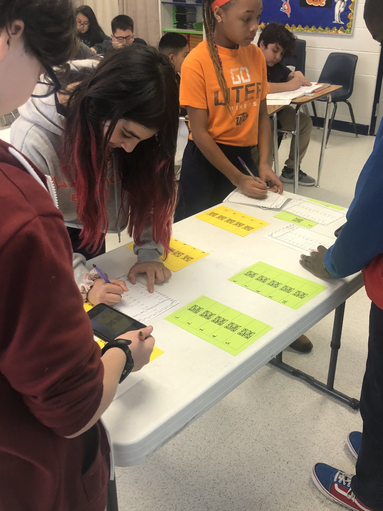 Diana Garcia on Twitter: "6th grade using QR codes to self check ...