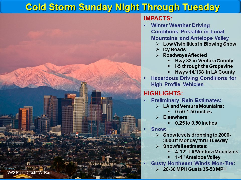 Another cold storm expected Sun night through Tue for SoCal ...