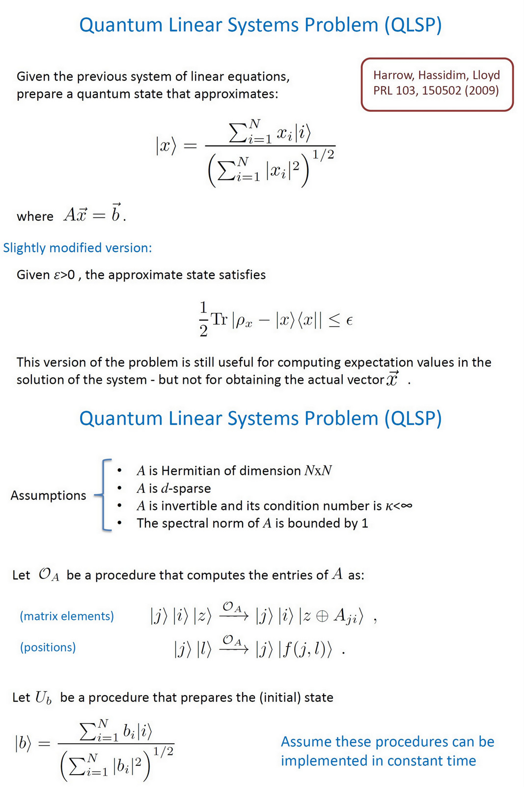 OGAWA, Tadashi on Twitter: "=> [ Online Presentation ] "Quantum Algorithms for Systems of Linear ...