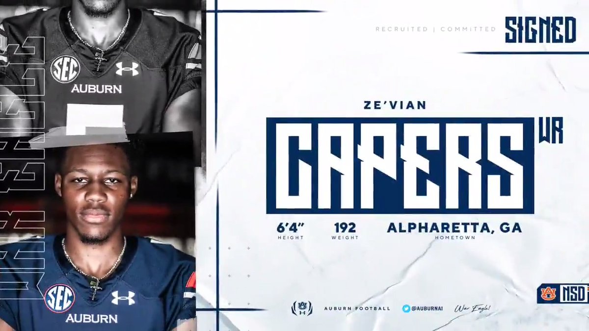 2020 4* WR Ze'Vian Capers signs with Auburn : r/CFB