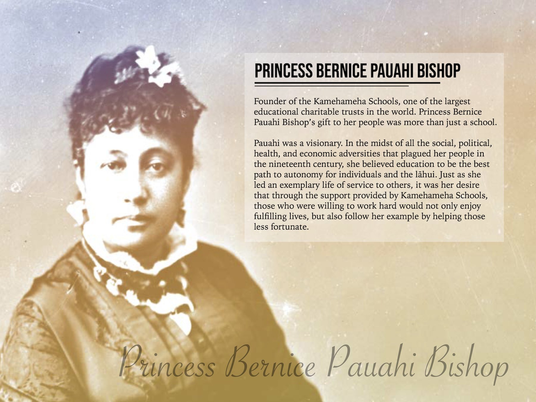 Bernice Pauahi Bishop Quotes Kapaia'alaopuna Earle High School