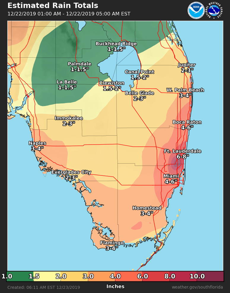Dec 23 615 am - Incredible rain totals last night over SE Broward and ...