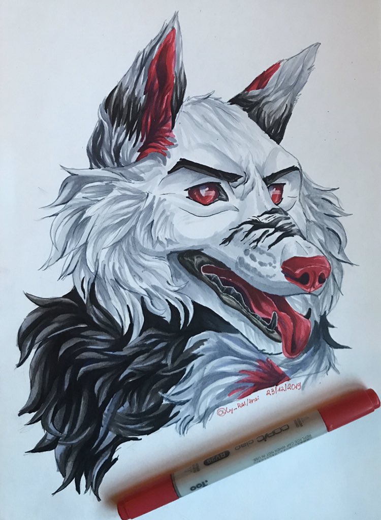 Angry Black Wolf Drawing