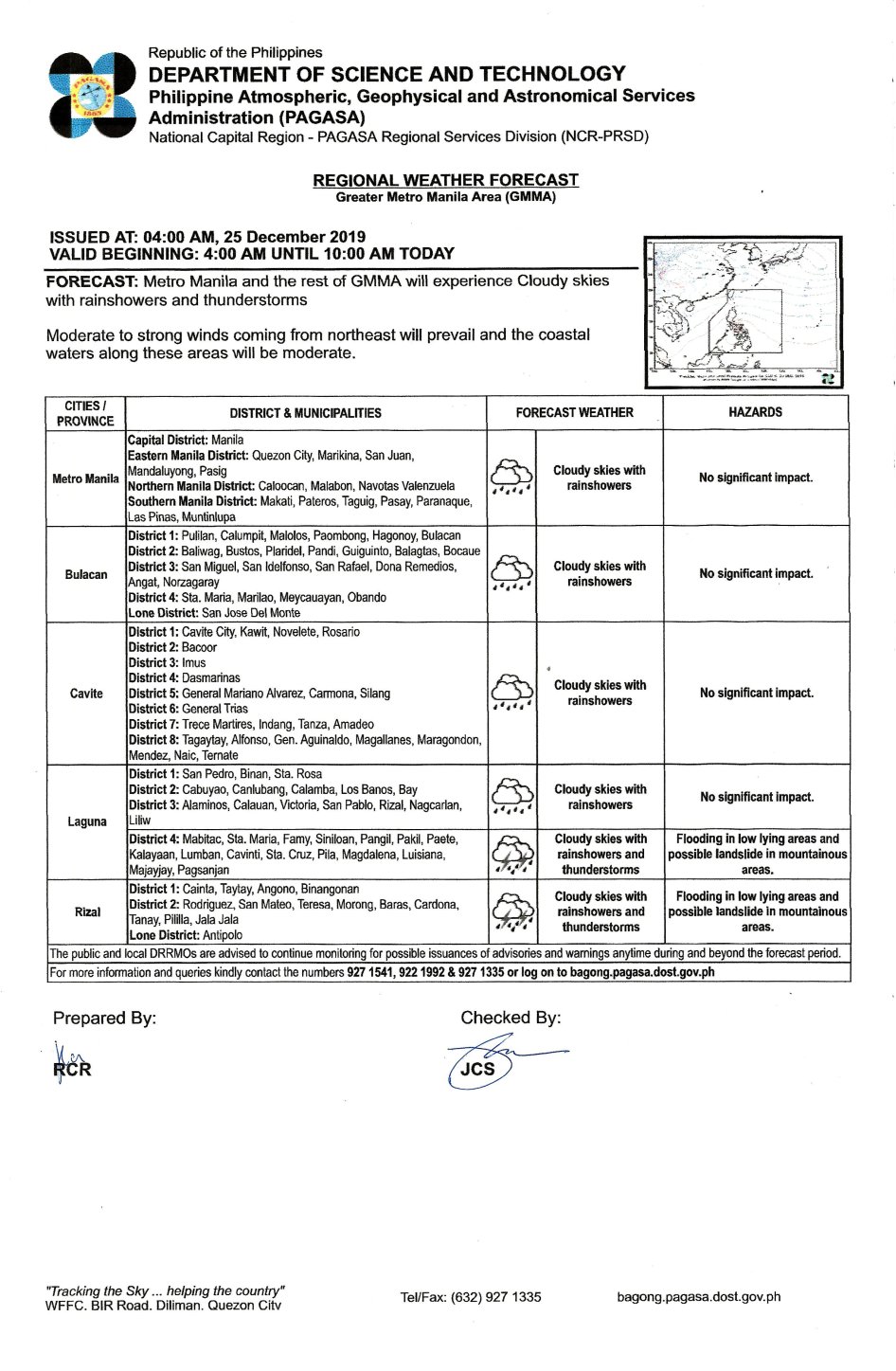 Pag Asa Weather Forecast Manila