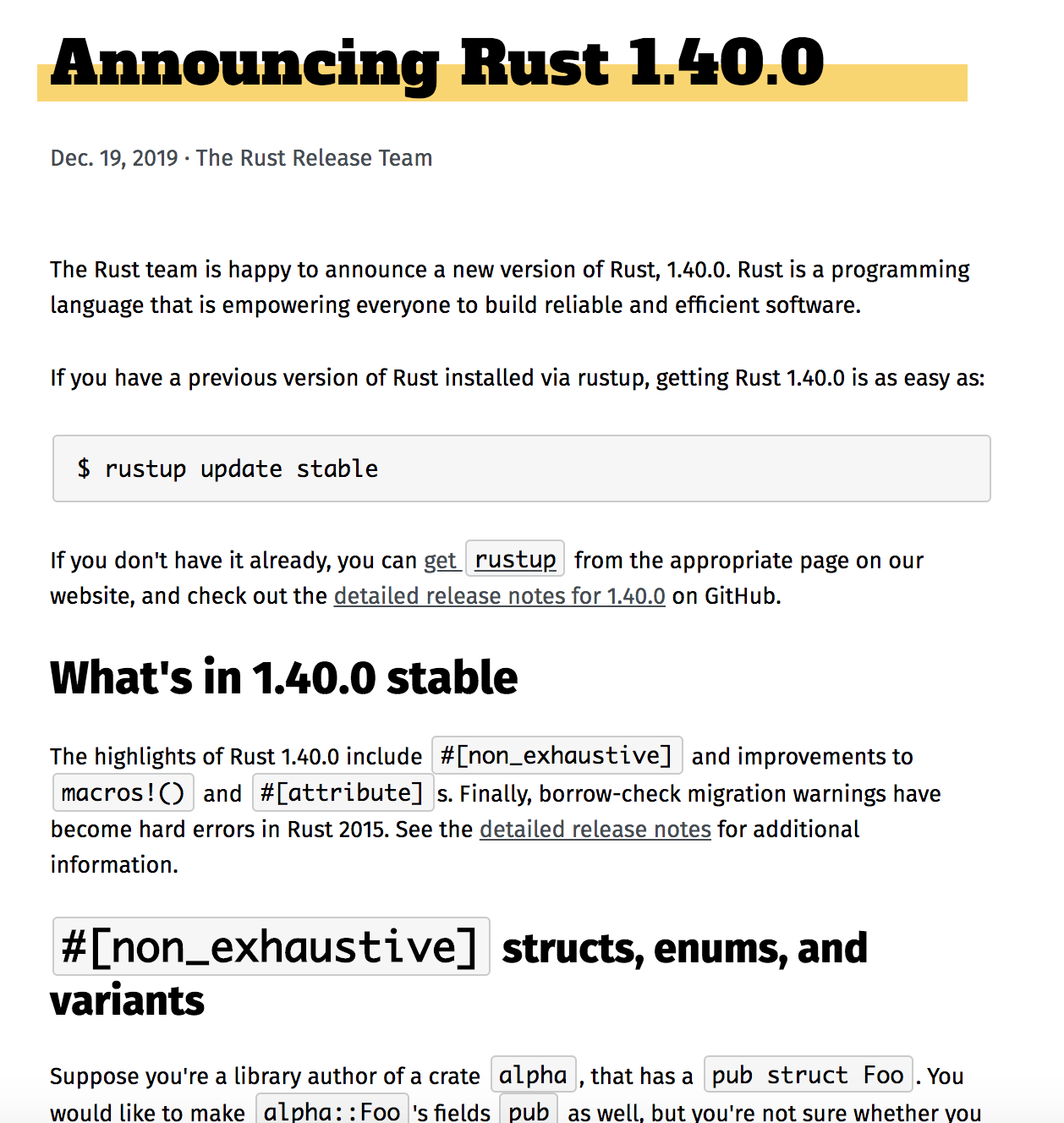 Pirple on Twitter: "Announcing Rust 1.40.0 https://t.co/HPK3WGczKY #rust #rustLanguage # ...