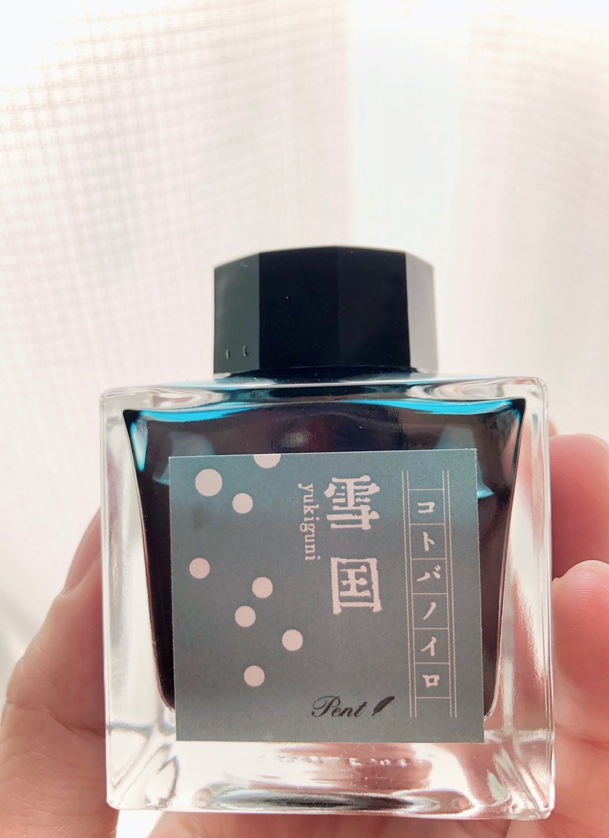 「Pent コトバノイロの雪国が手に入った〜!!カートリッジ以外の初めてのインクはこのインクと決めてた…!淡い灰青」松吉の漫画