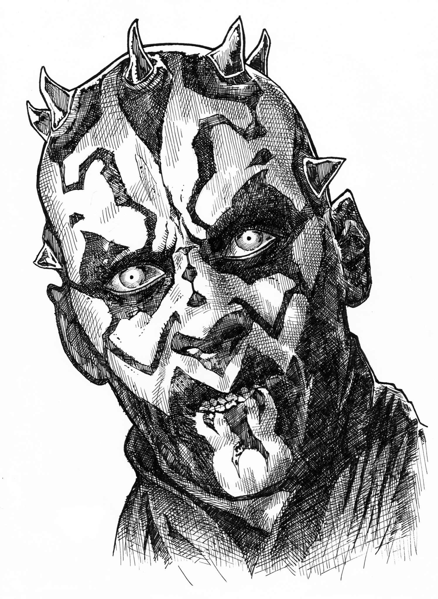 Darth Maul Black And White
