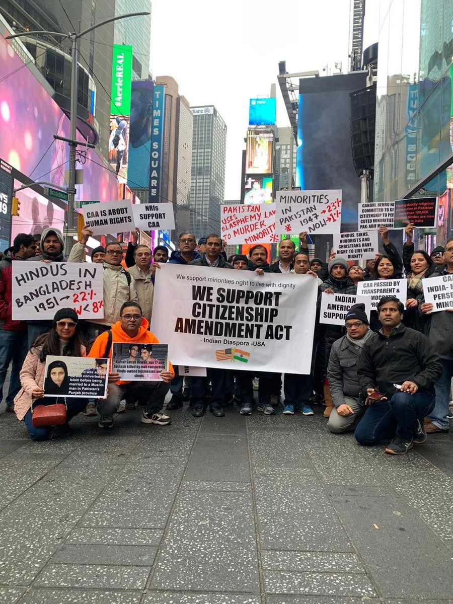 New York: Members of Indian diaspora demonstrate at Times Square in ...