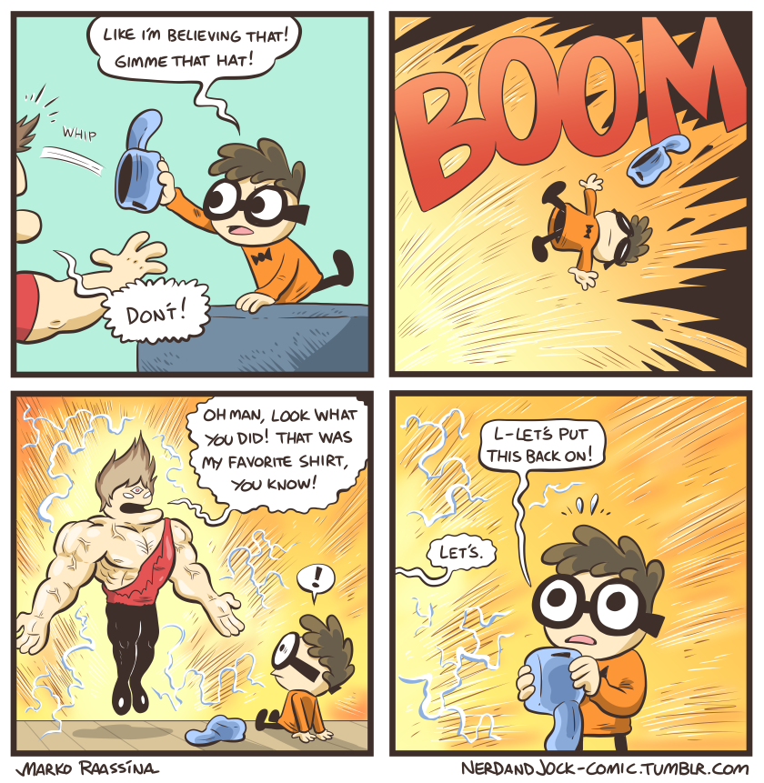 「Nerd and Jock comic arc from 2019: Jock's limiter 」Marko (Nerd and ...