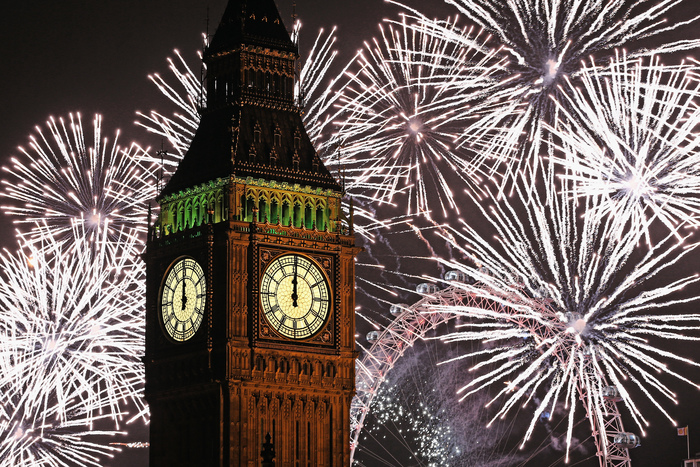 Big Ben At Night With Fireworks