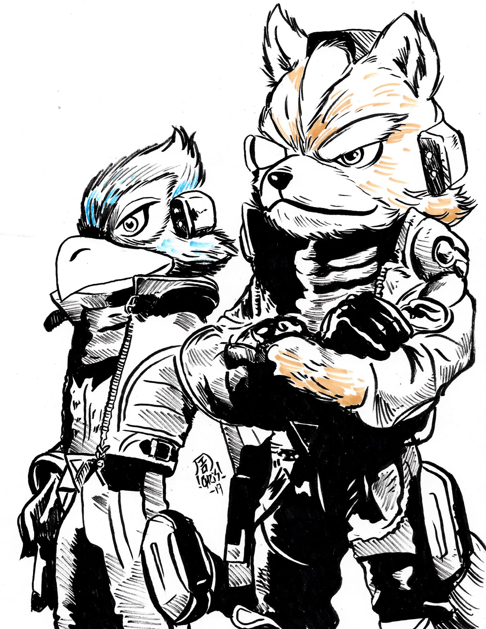 Fox And Falco Drawing