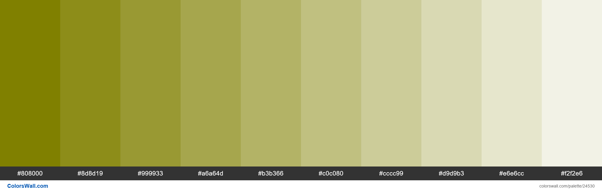 colorswall on Twitter: "Tints of Olive #808000 hex color #808000, #8d8d19, #999933, #a6a64d, # ...