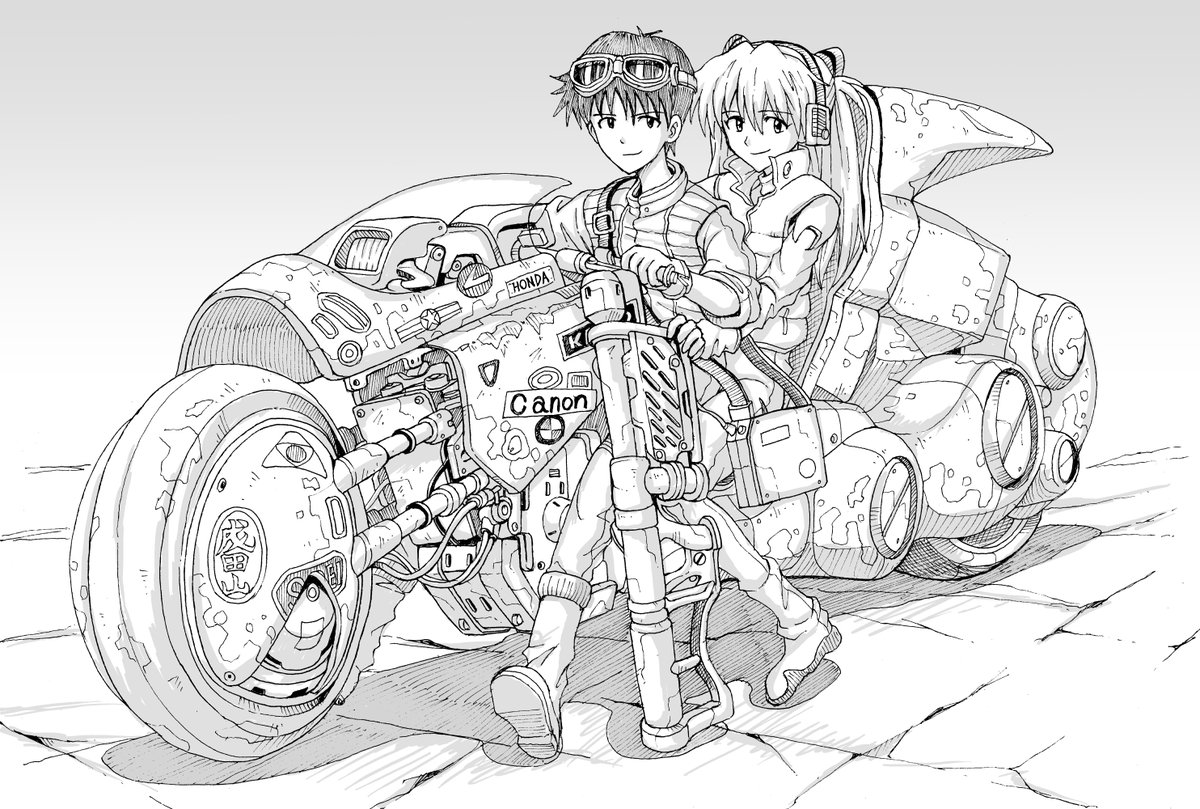 アスカ「AKIRAのバイクに乗ったシンジとアスカ 」甘井ヤドラキC103日曜西ふ21bの漫画