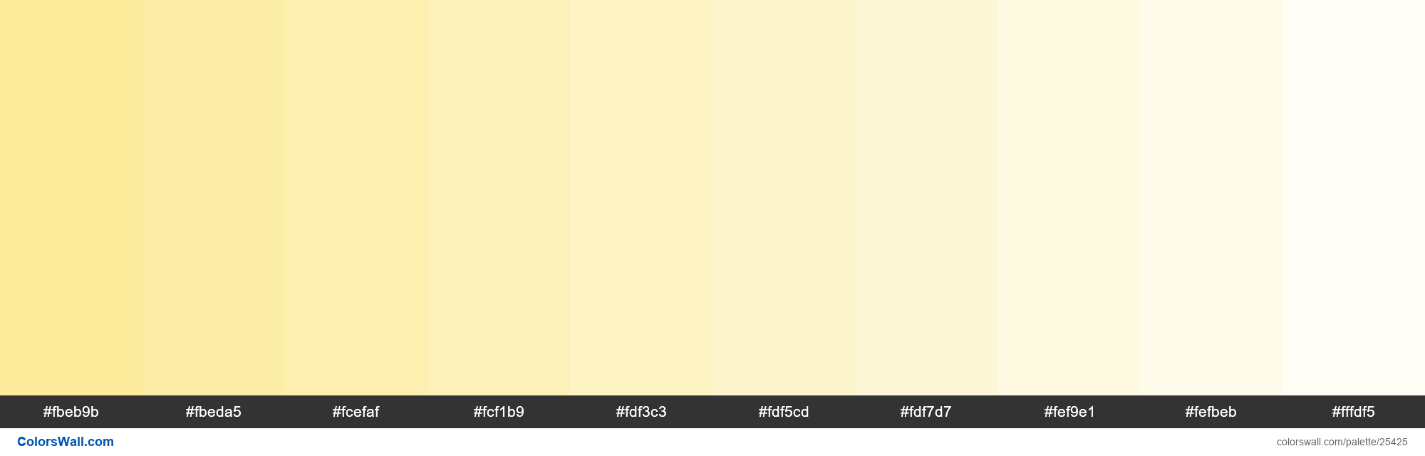 colorswall on Twitter: "Tints of Drover color #FBEB9B hex #fbeb9b, #fbeda5, #fcefaf, #fcf1b9, # ...