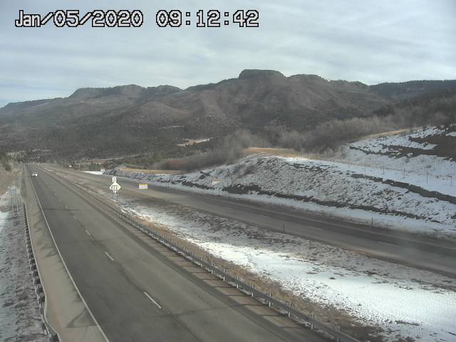 CDOT camera view of I-25 over Raton Pass this morning. Some high clouds ...