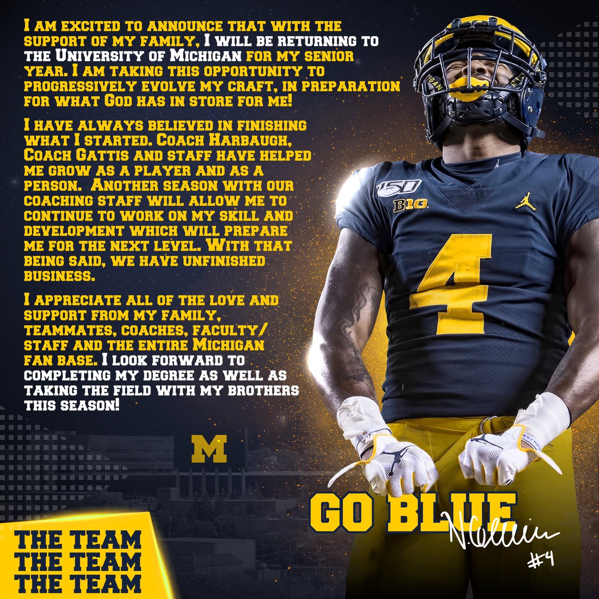 Michigan WR Nico Collins will return for his senior year : r/CFB