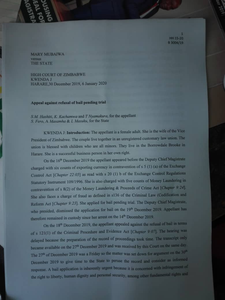 BREAKING: Marry Mubaiwa-Chiwenga Finally Granted $50 000 Bail BREAKING: Marry Mubaiwa-Chiwenga Finally Granted $50 000 Bail