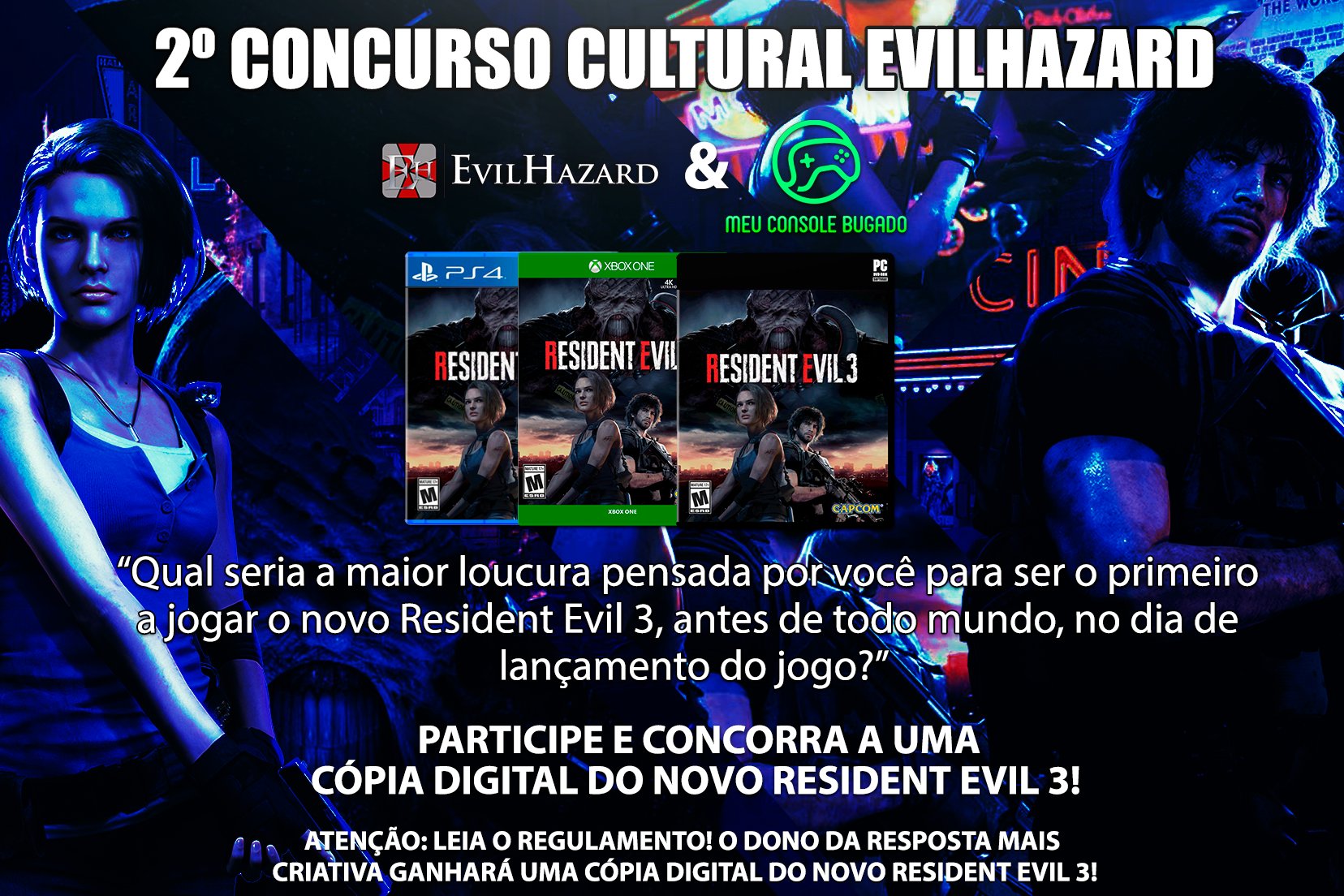 EvilHazard on Twitter: "Que tal ser o primeiro a jogar o novo RE3, na sua plataforma preferida e ...