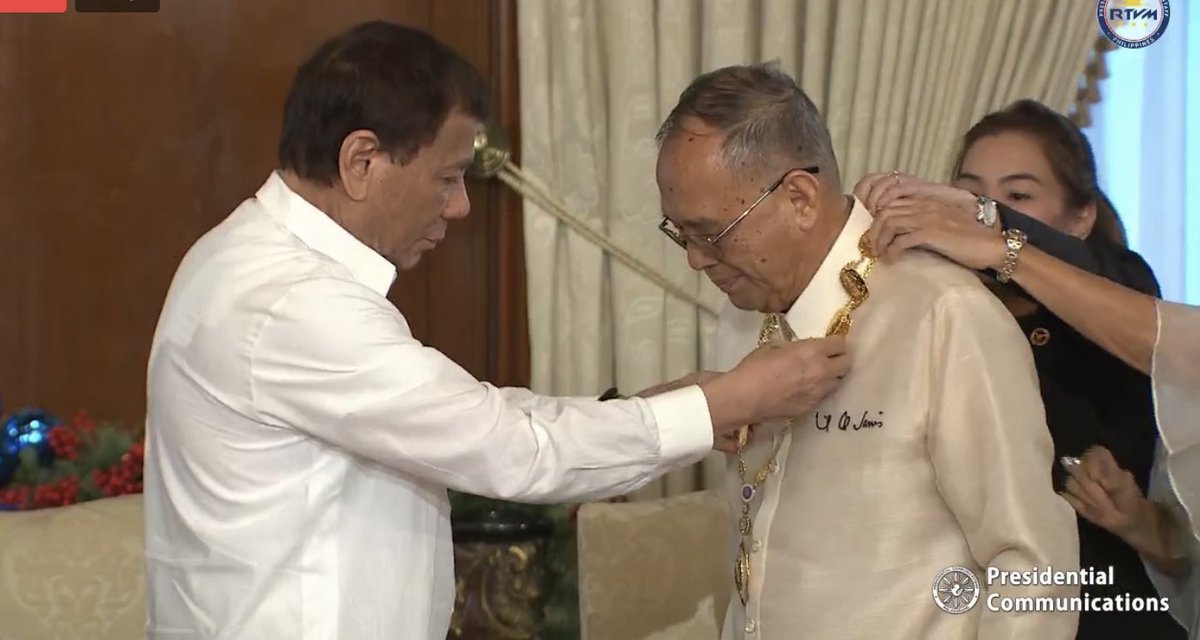 President Duterte confers on Dr. Emil Javier the rank and title of ...