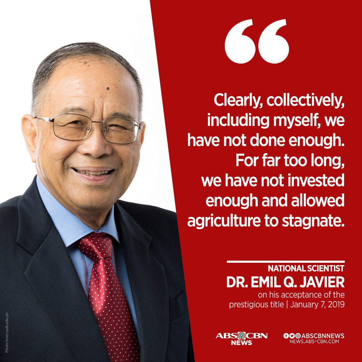 The newly-awarded National Scientist Dr. Emil Javier steered away from talking about his ...