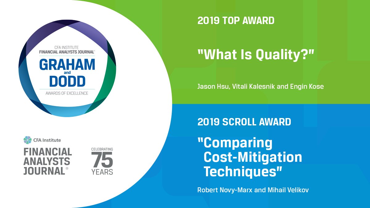 The FinancialAnalystsJournal awarded the 2019 Graham and Dodd Top Award ...