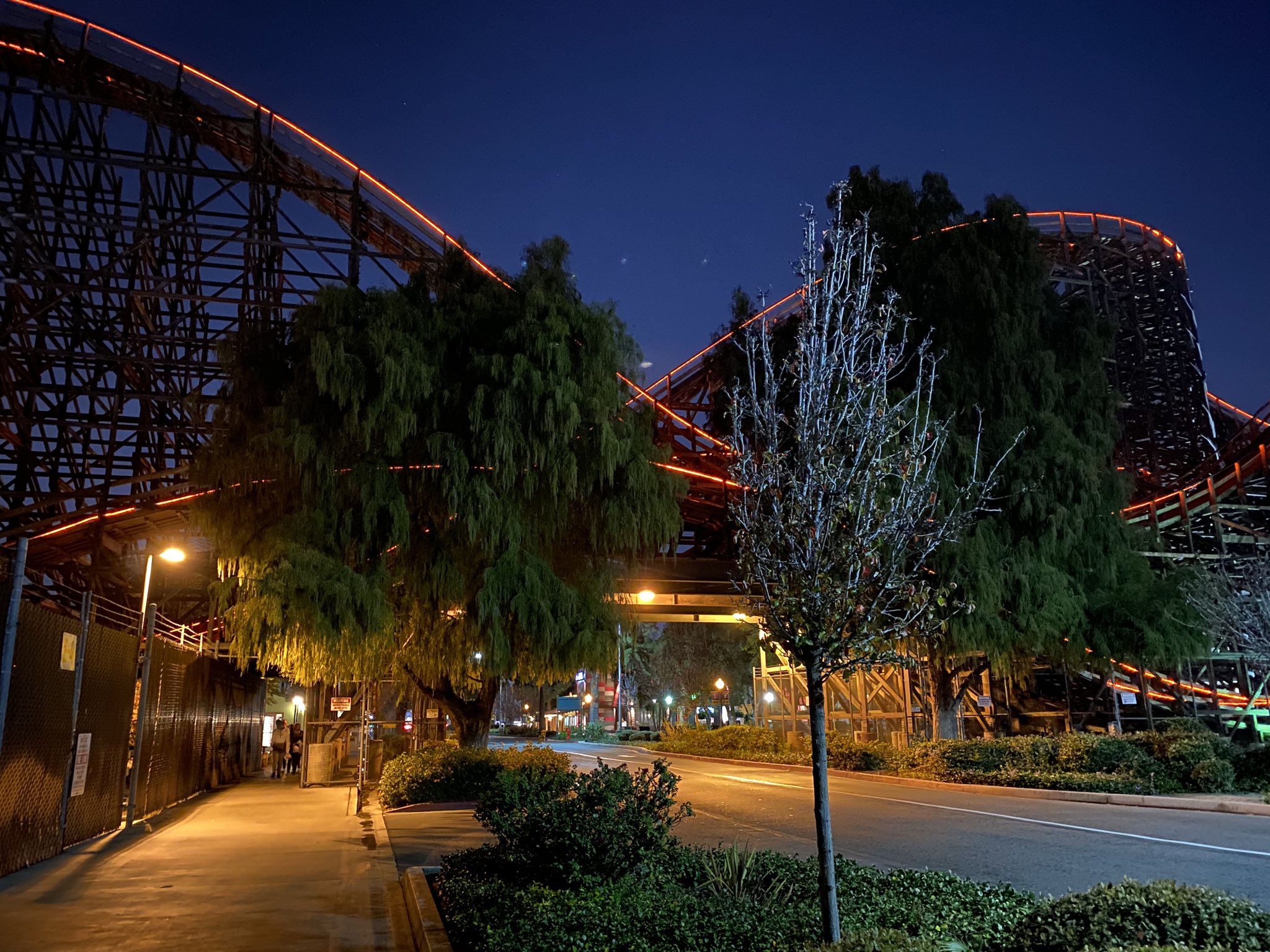 Ghostrider Roller Coaster At Night