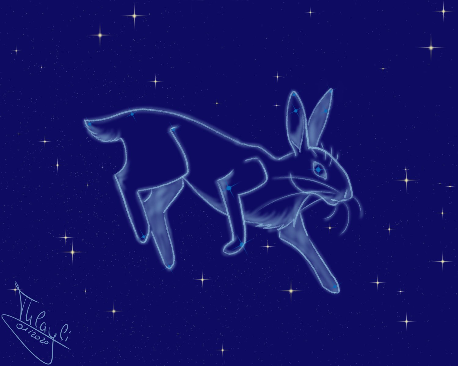 Lepus Constellation Drawing