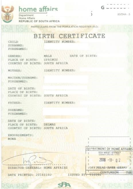 Printable Fake Birth Certificate