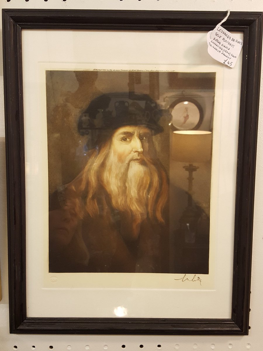Leonardo Da Vinci self portrait signed engraving from The Museum ...