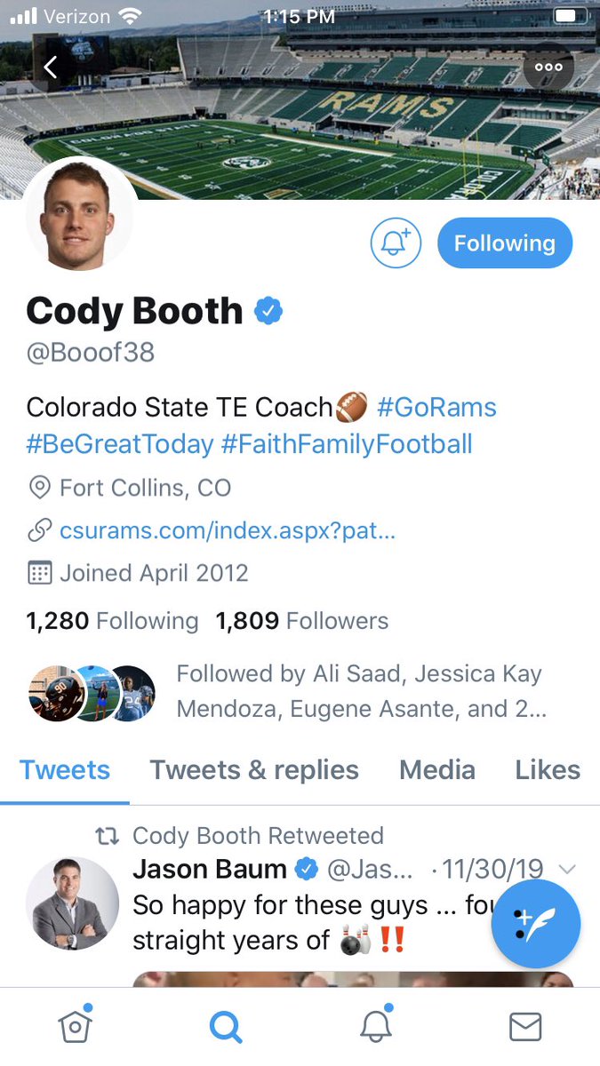 Colorado State hires Boston College graduate assistant Cody Booth to be TE coach : r/CFB