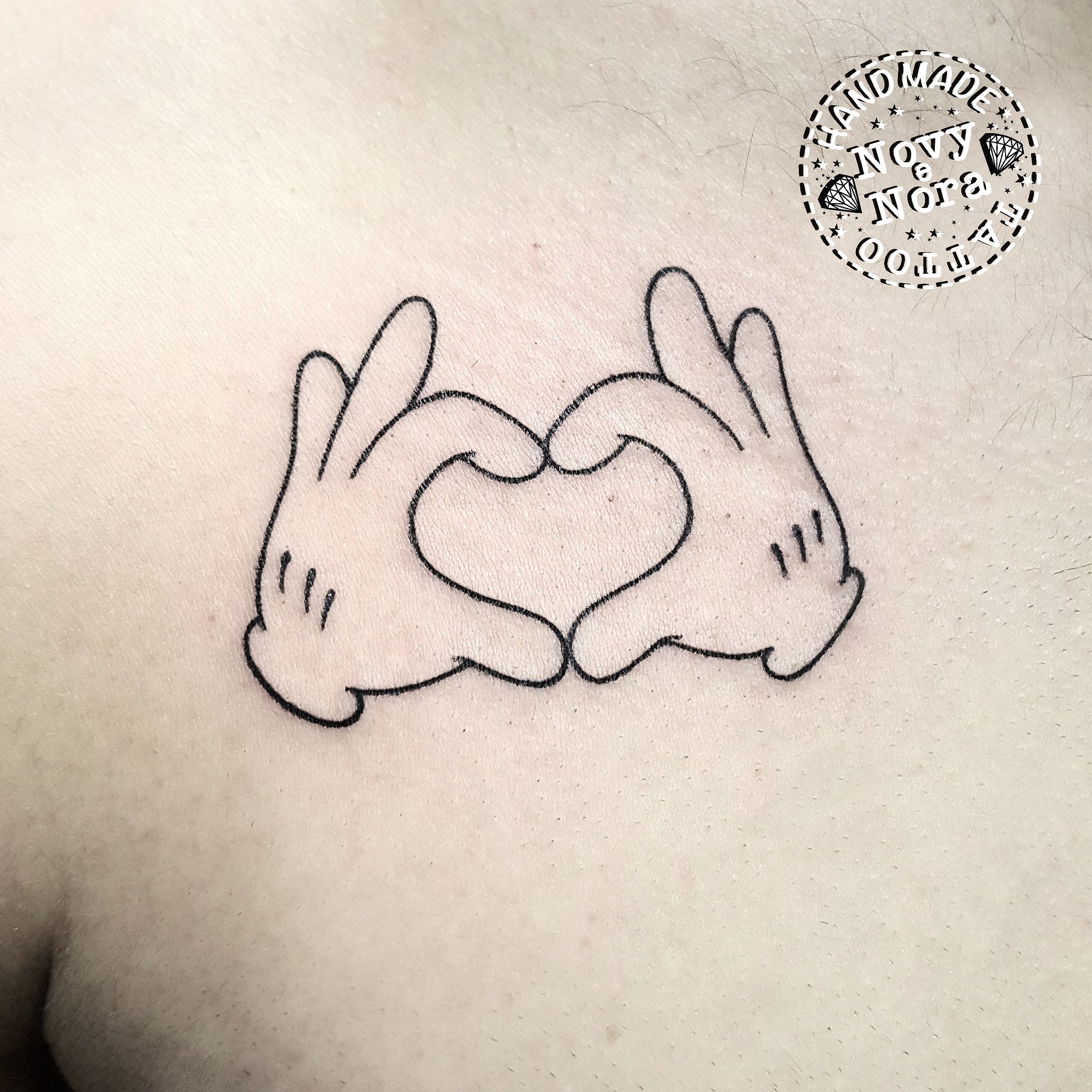 Mickey Mouse Hands Heart Tattoo