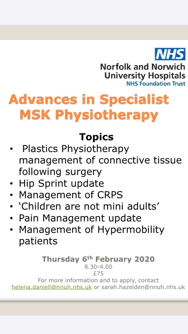 NNUH Physiotherapy Team on Twitter: "See below for topics which will be covered on our ‘Advances ...