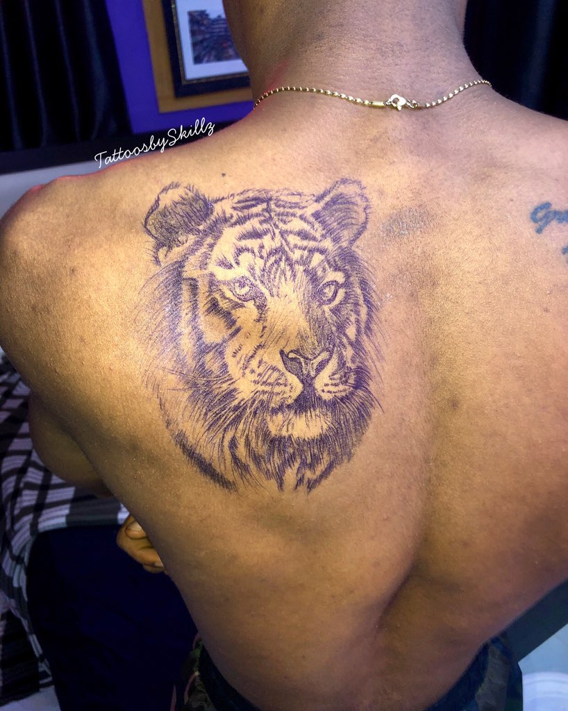 Tiger Back Tattoos For Men