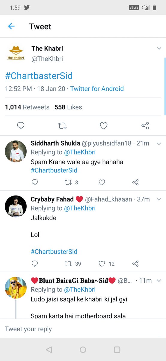 Indu Padala on Twitter: "#ChartbusterSid khabri is spamming our Trend...Be careful…