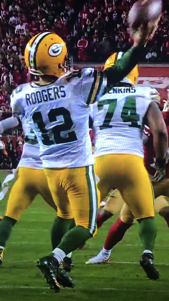 If you look closely both feet are off the ground as Aaron Rodgers ...