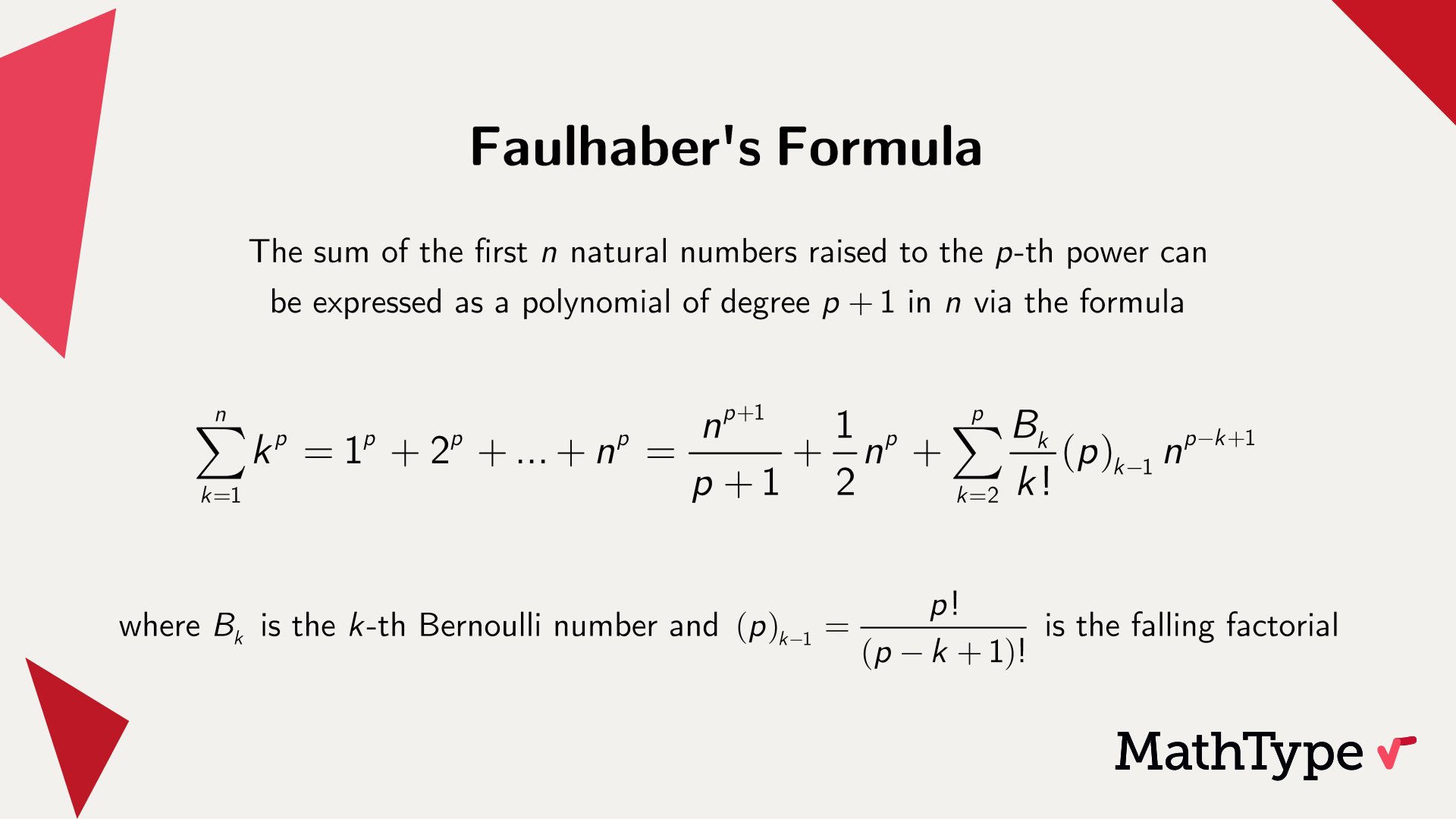 Summation Formulas Factorial