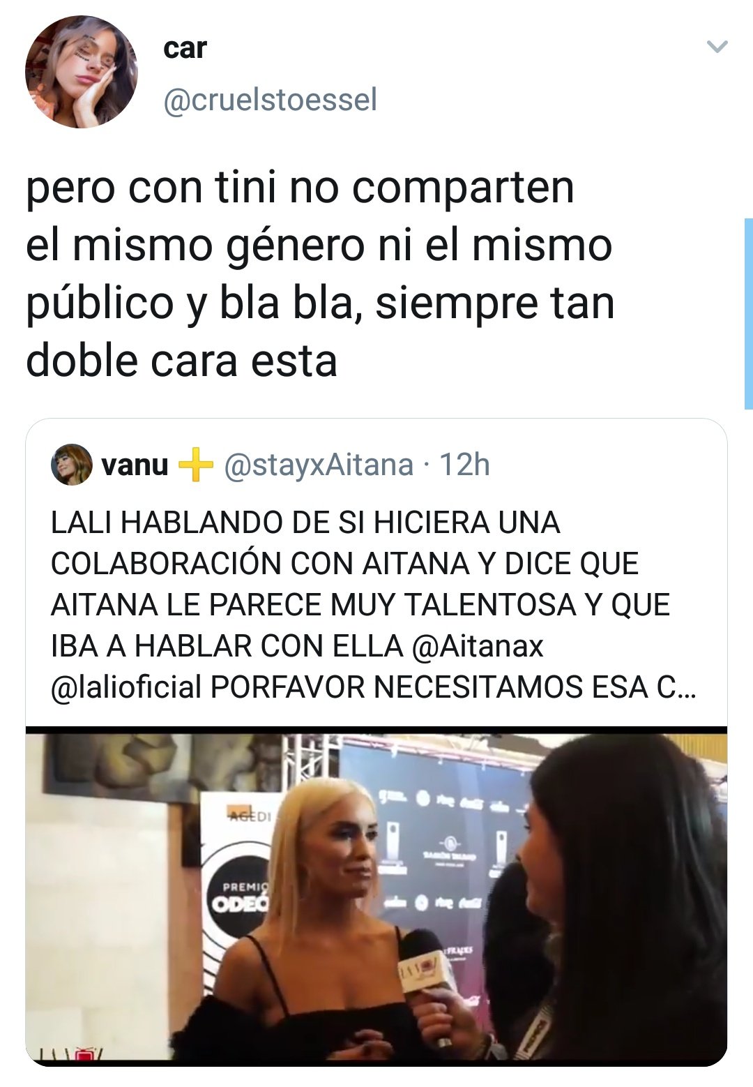 Chapi🇬🇹 on Twitter: "Y si Aitana le cae bien y Tini no cuál es el problema y si quiere colaborar ...